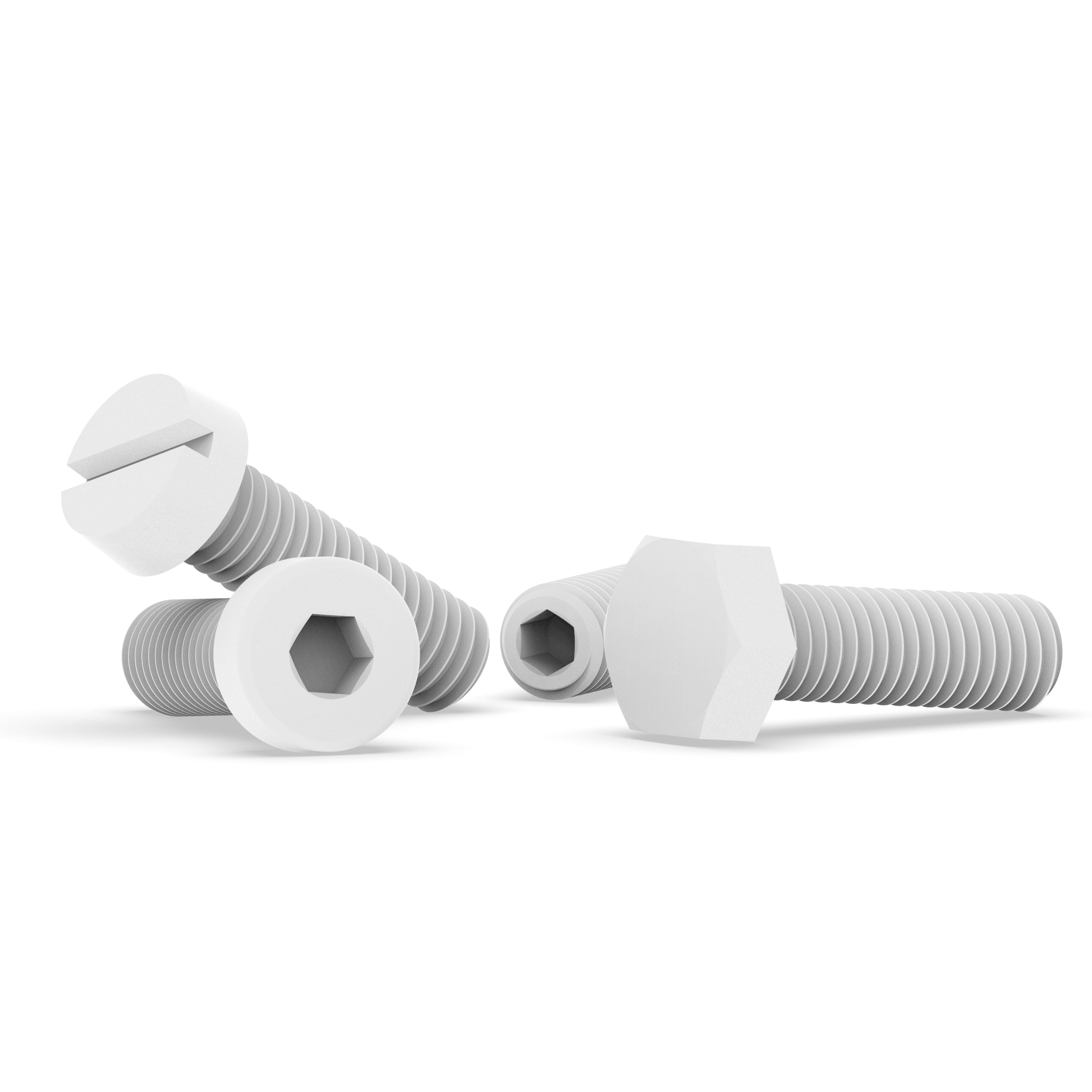 Polypropylene (PP) Custom Manufactured Screws – High Performance Polymer